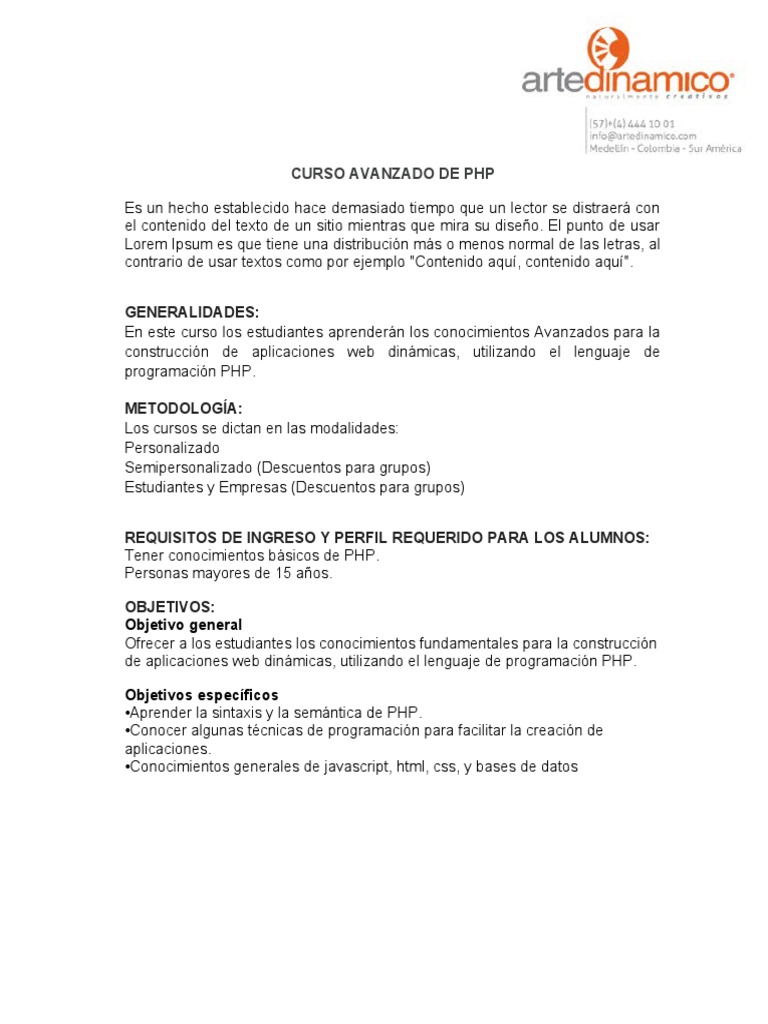 Curso PHP Nivel Avanzado | PDF