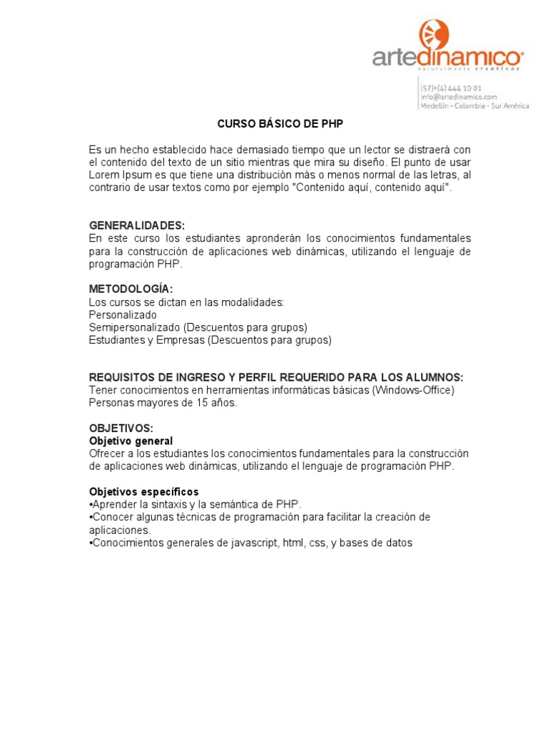 Curso PHP Nivel Básico | PDF