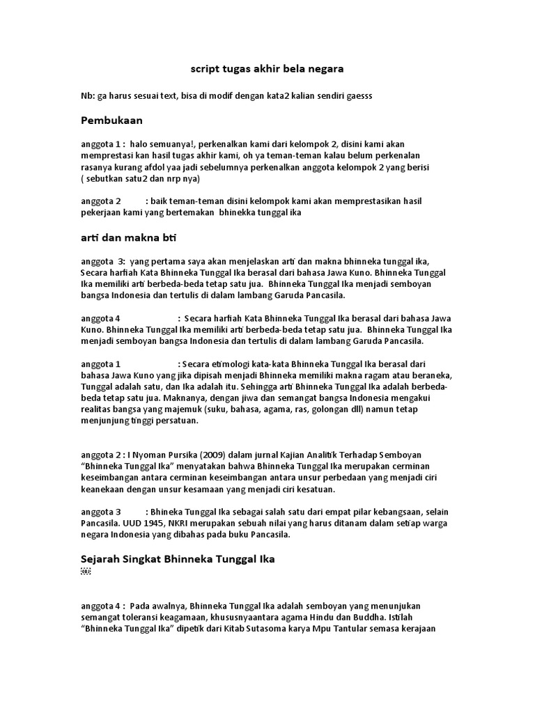 Script Tugas Akhir Bela Negara | PDF