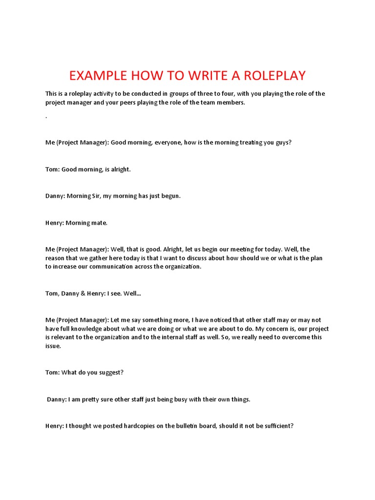 Roleplay Guide for Project Managers | PDF