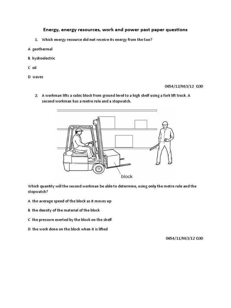 Energy Resources and Power Past Papers | PDF | Power Station | Solar Energy