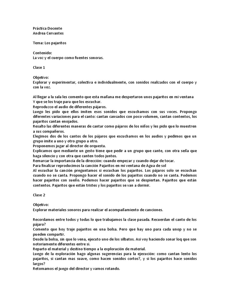 Actividad Pajaritos Guardar | PDF | Canciones