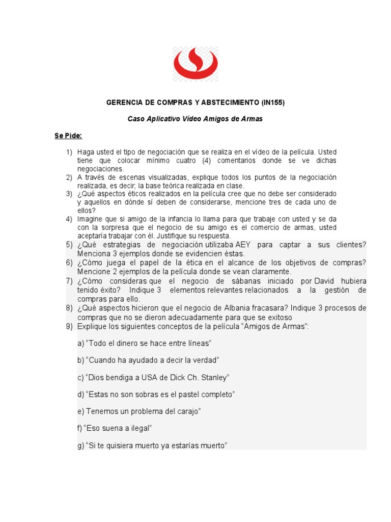 Preguntas de La Película AMIGOS DE ARMAS | PDF