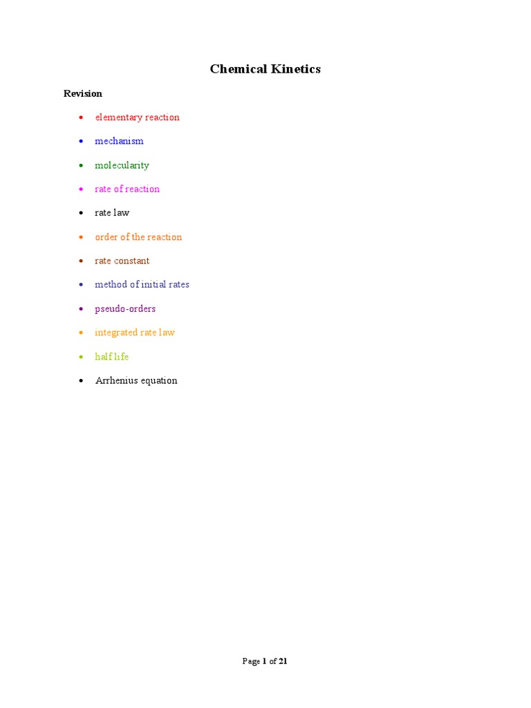 Kinetics Notes Pdf
