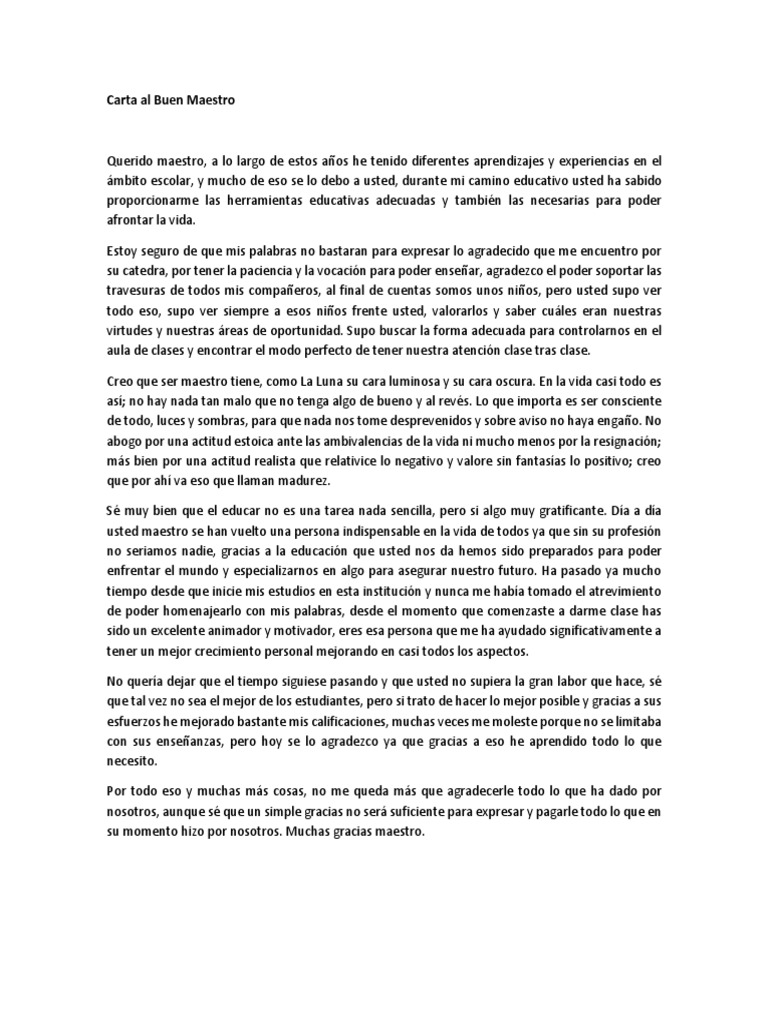 Carta al Buen Maestro | PDF