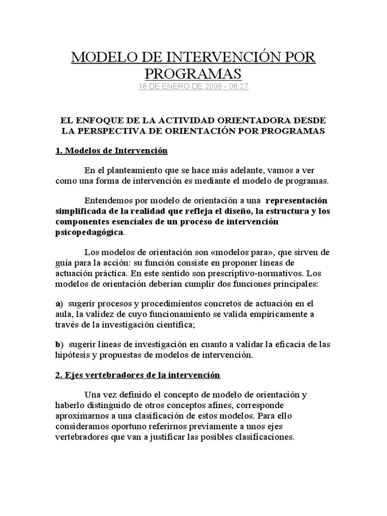 Modelo de Intervención Por Programas | PDF