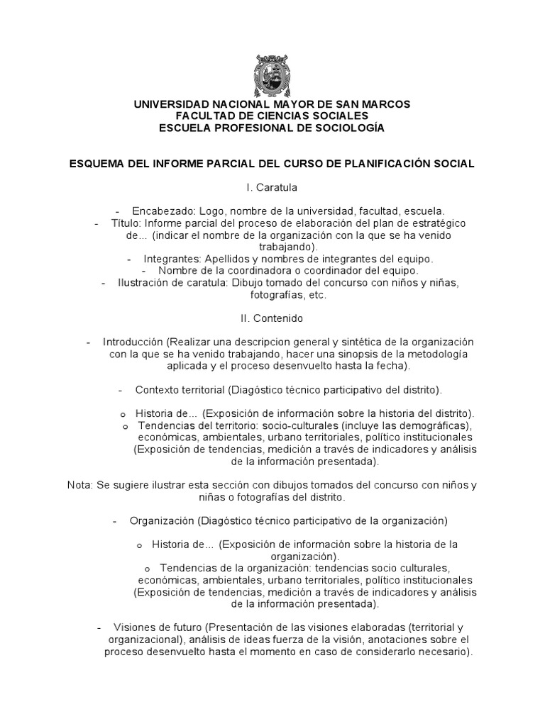 Esquema de Informe Parcial | PDF | Planificación