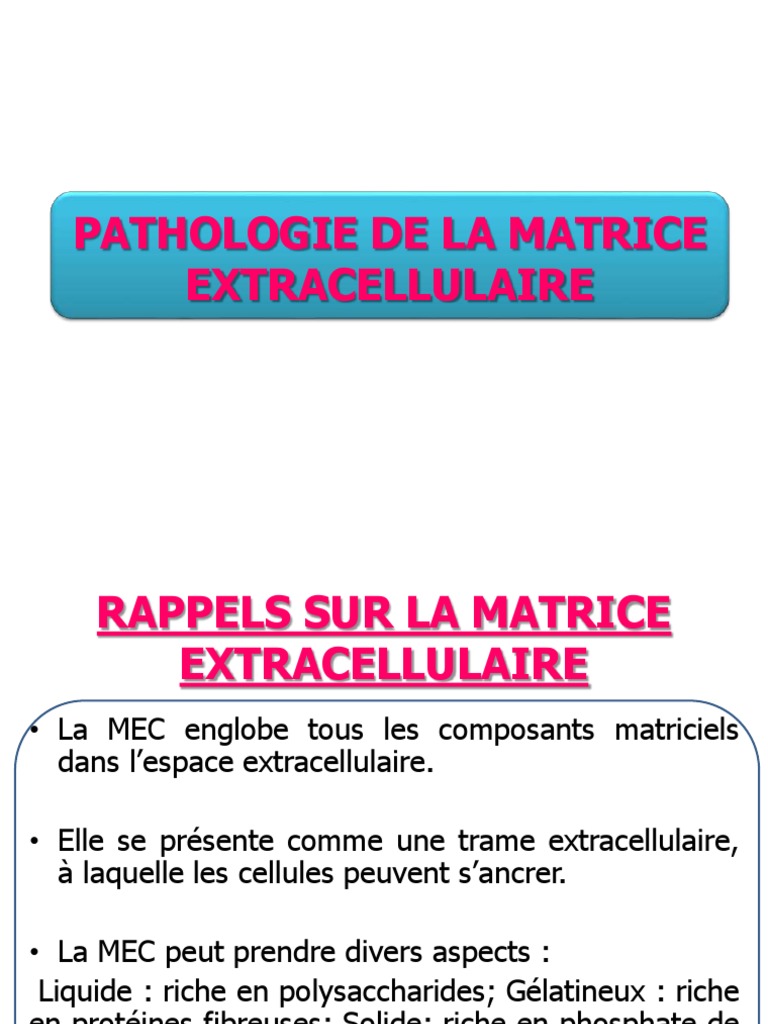Pathologie de la matrice extracellulaire | PDF | Biopsie | Biologie ...