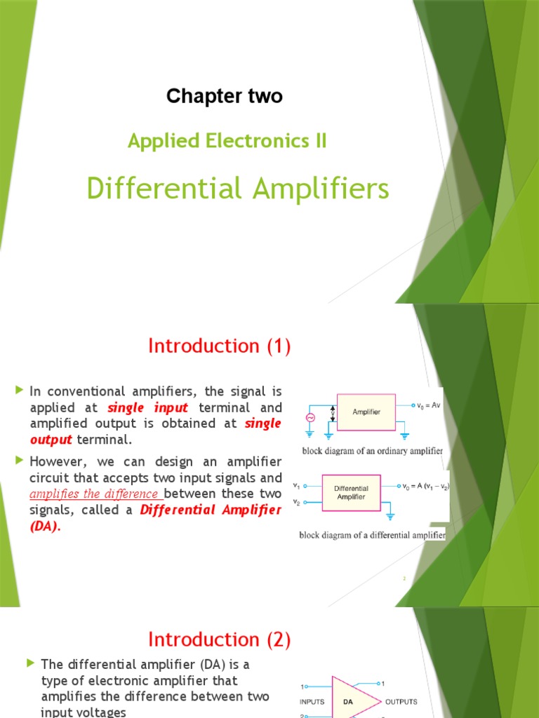 Chapter Two Differential Amplifiers 2nd Lecture | PDF | Amplifier ...