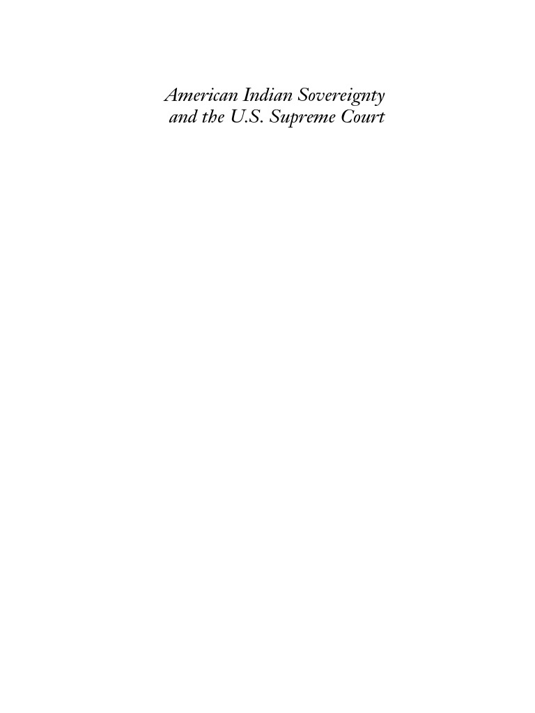 American Indian Sovereignty and The U.S. Supreme Court | PDF | Politics