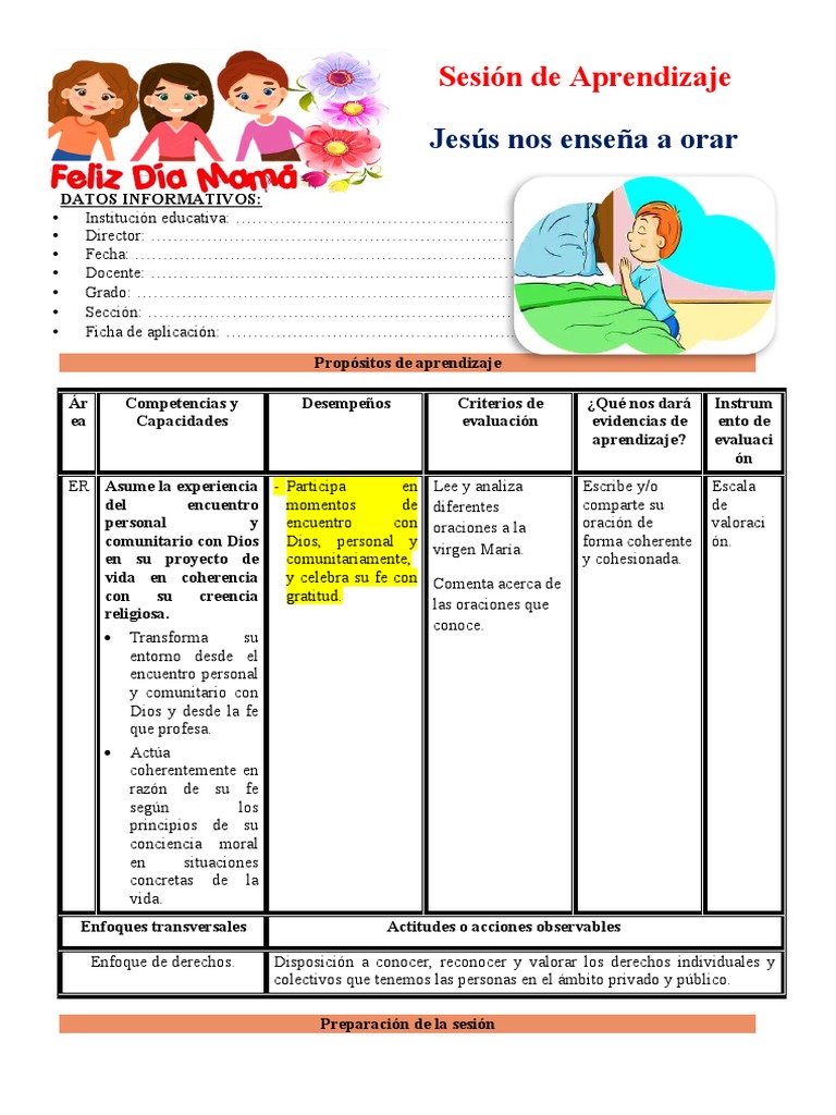 3° Sesión Día 2 Rel Jesús Nos Enseña A Orar Unidad 3 Semana 4 | PDF