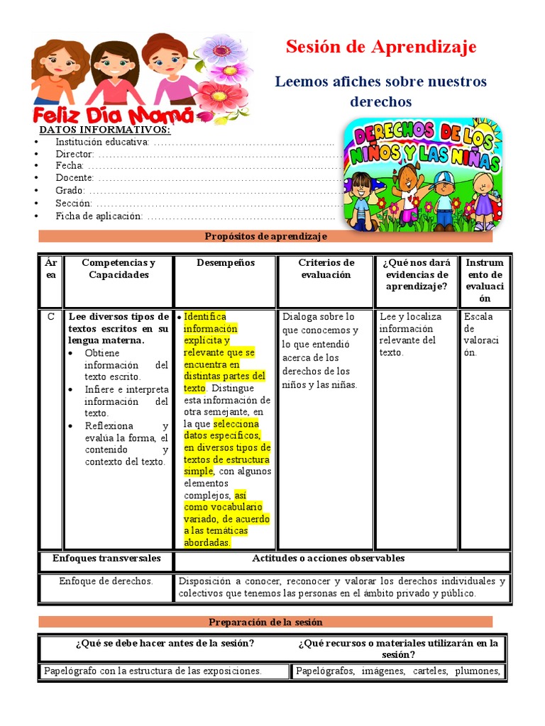 3° Sesión Día 5 Com Leemos Afiches Sobre Nuestros Derechos - Refuerzo Escolar Unidad 3 Semana 4 ...