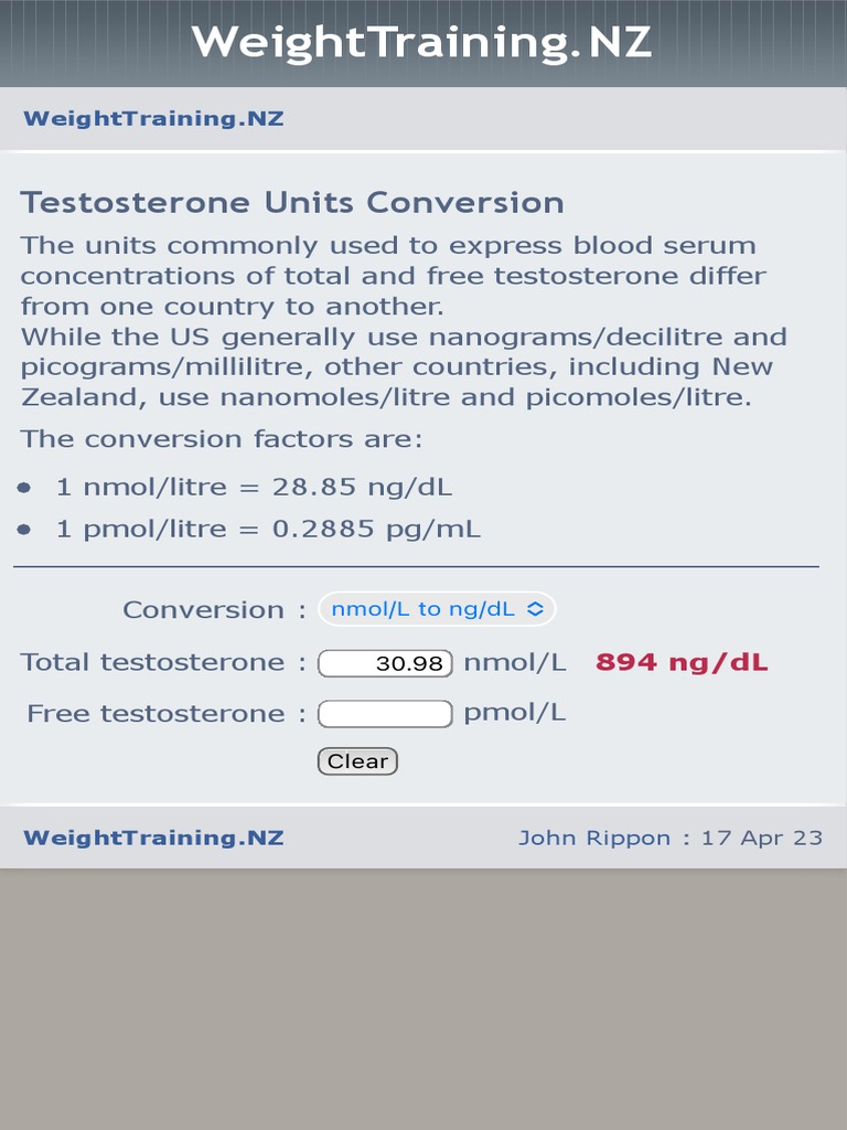 Testosterone Units Conversion | PDF