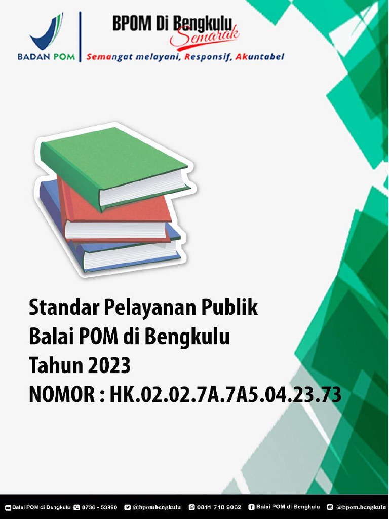 Standar Pelayanan Publik BPOM Bengkulu Tahun 2023 + Cover TTD | PDF