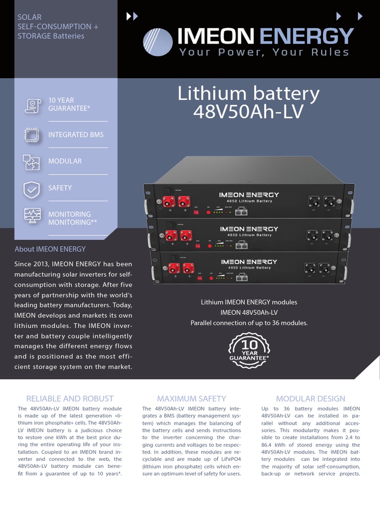 Datasheet IMEON Battery EN BA V4E | PDF | Sustainable Technologies ...