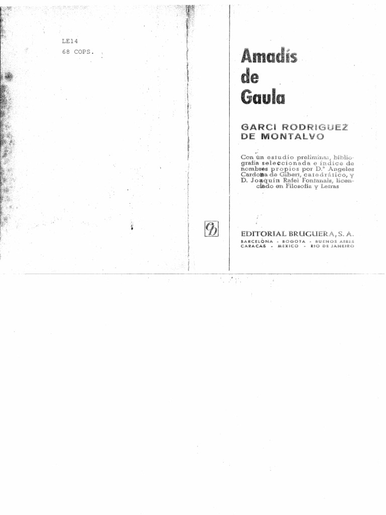 Amadís de Gaula - Estudio Preliminar | PDF