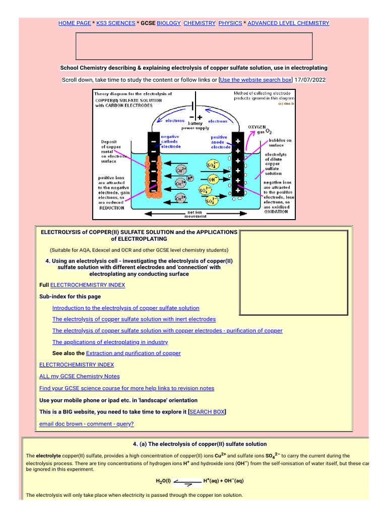 Gcse : H O (L) H (Aq) + OH (Aq) | PDF | Anode | Redox