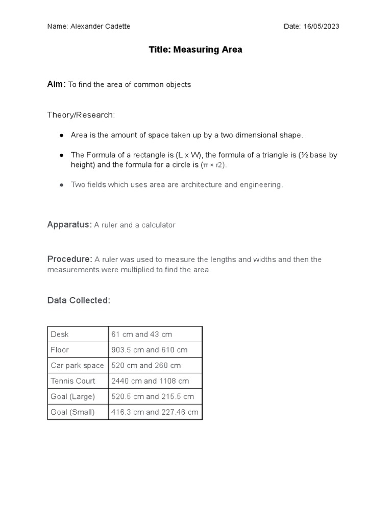 Measuring Area | PDF