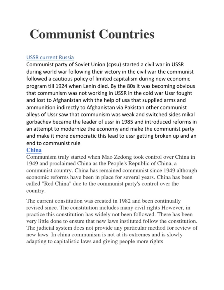 Overview of Communist Countries Today | PDF