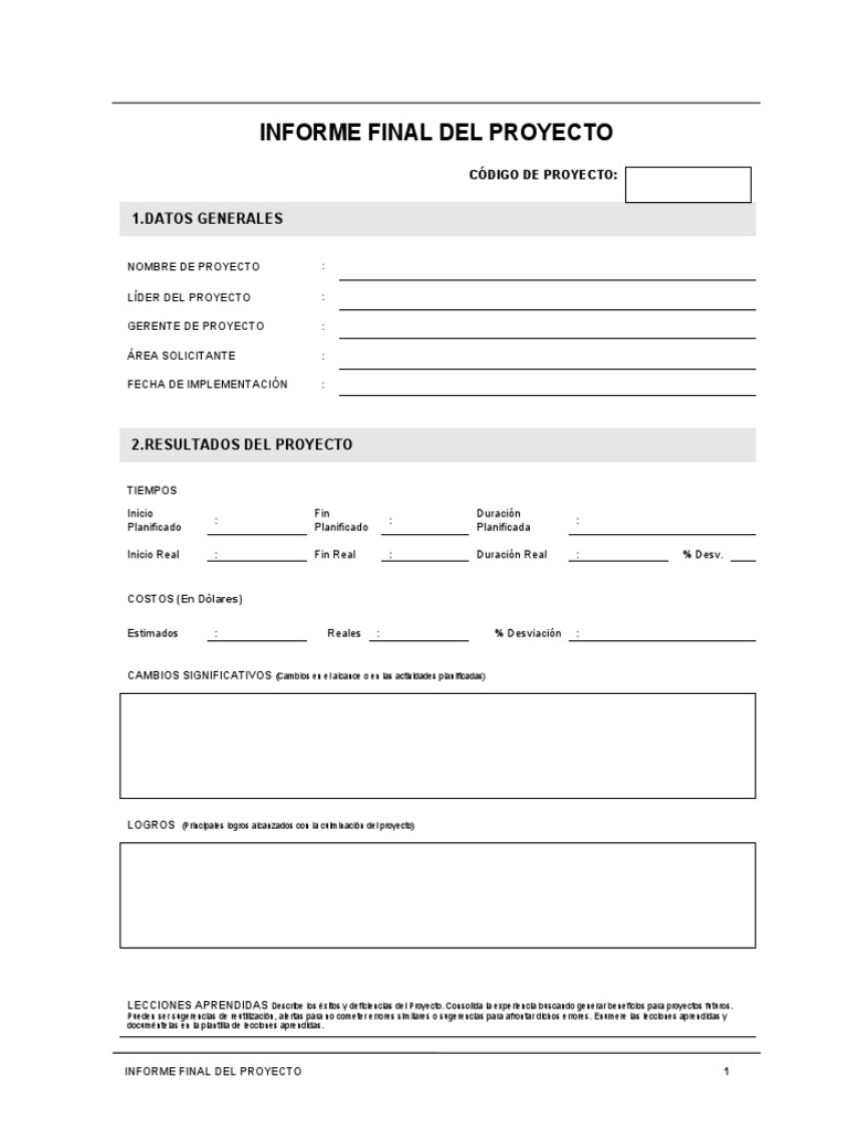 Semana 12 - Word - Formato para Informe Final Del Proyecto | PDF