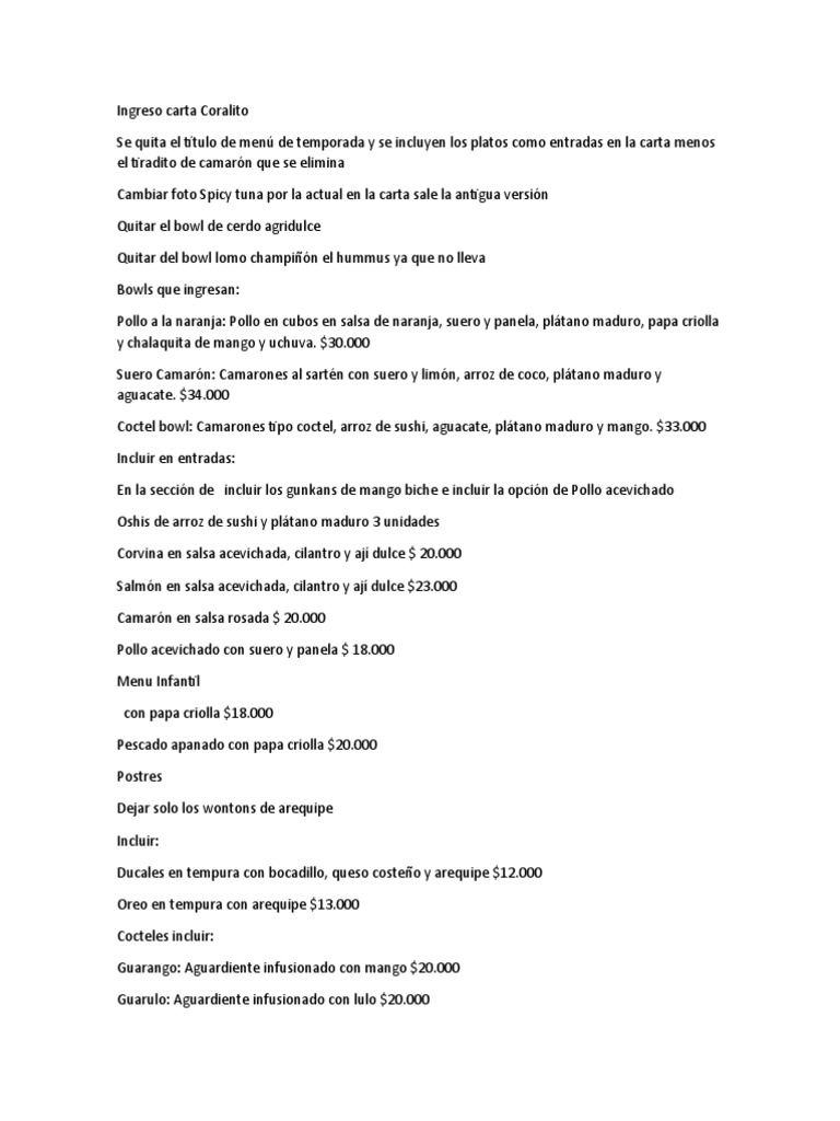 Ingreso Carta Coralito | PDF