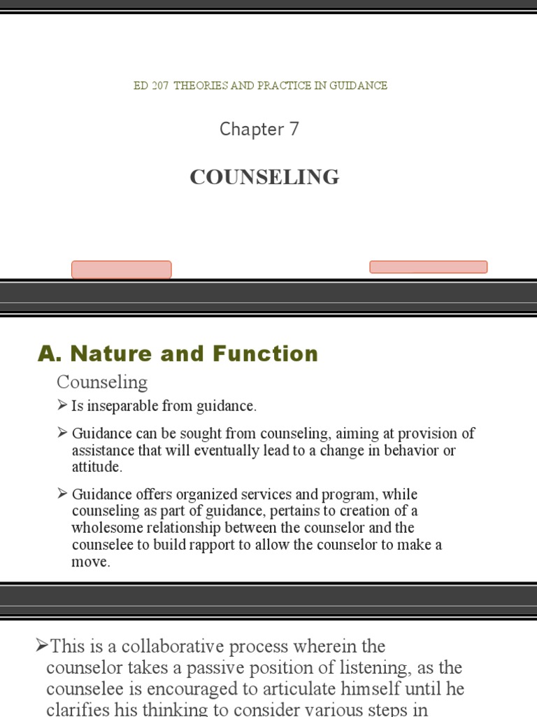 BOOK 2 Chapter 7 Counseling | PDF | Counseling Psychology | Attitude ...