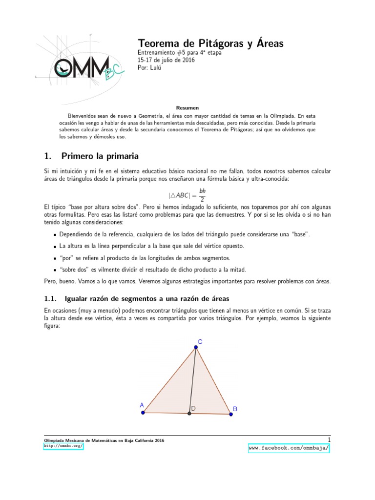 Teorema de Pitágoras y Áreas | PDF | Triángulo | Geometría triangular