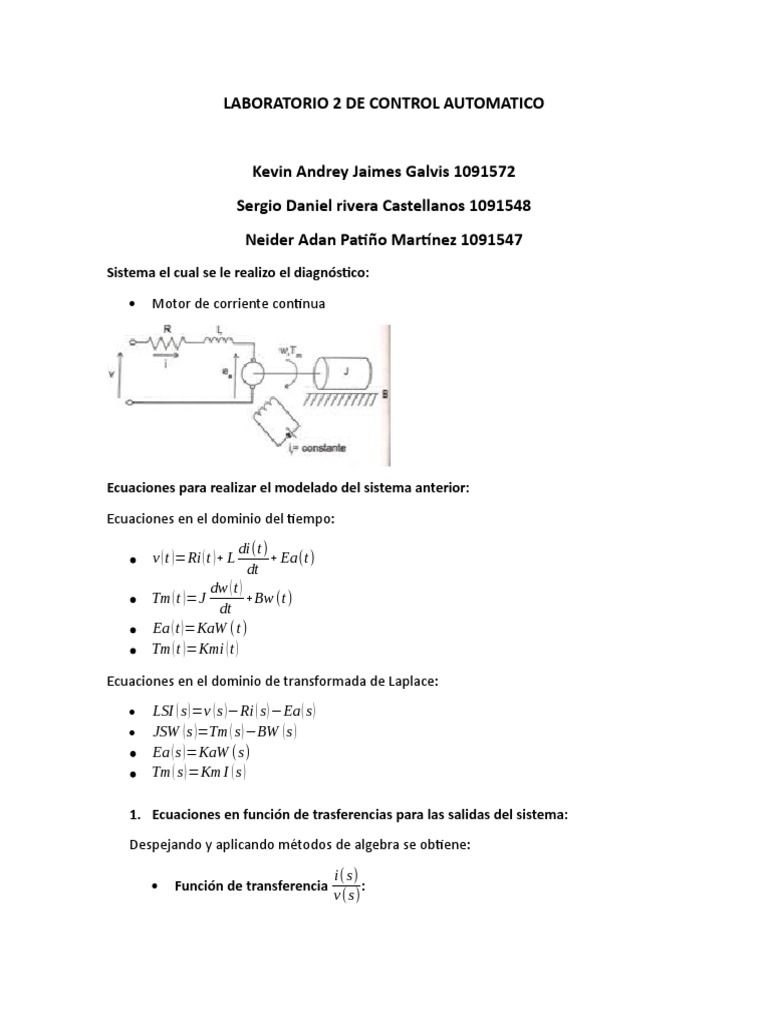 Laboratorio 2 de Control Automatico | PDF
