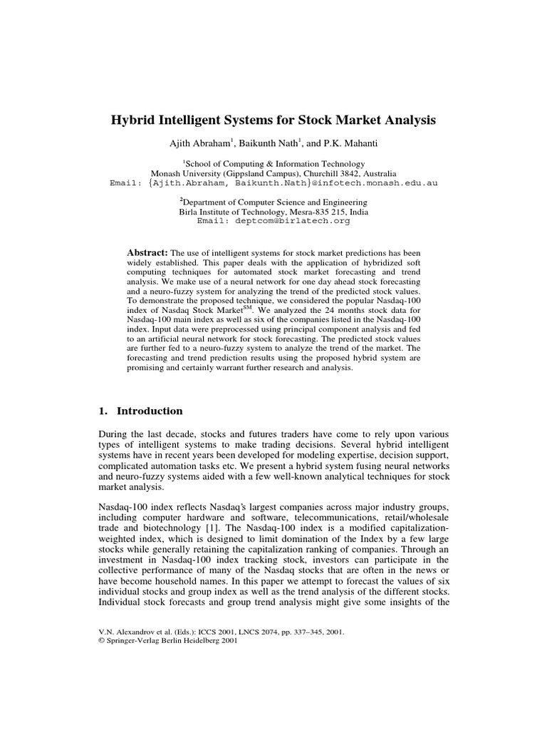 (Original) Hybrid Intelligent Systems For Stock Market Analysis | PDF ...