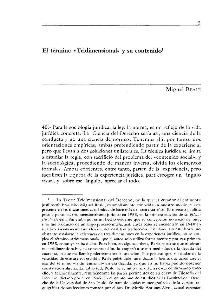 Miguel Reale - El Término Tridimensional y Su Contenido-1 | PDF