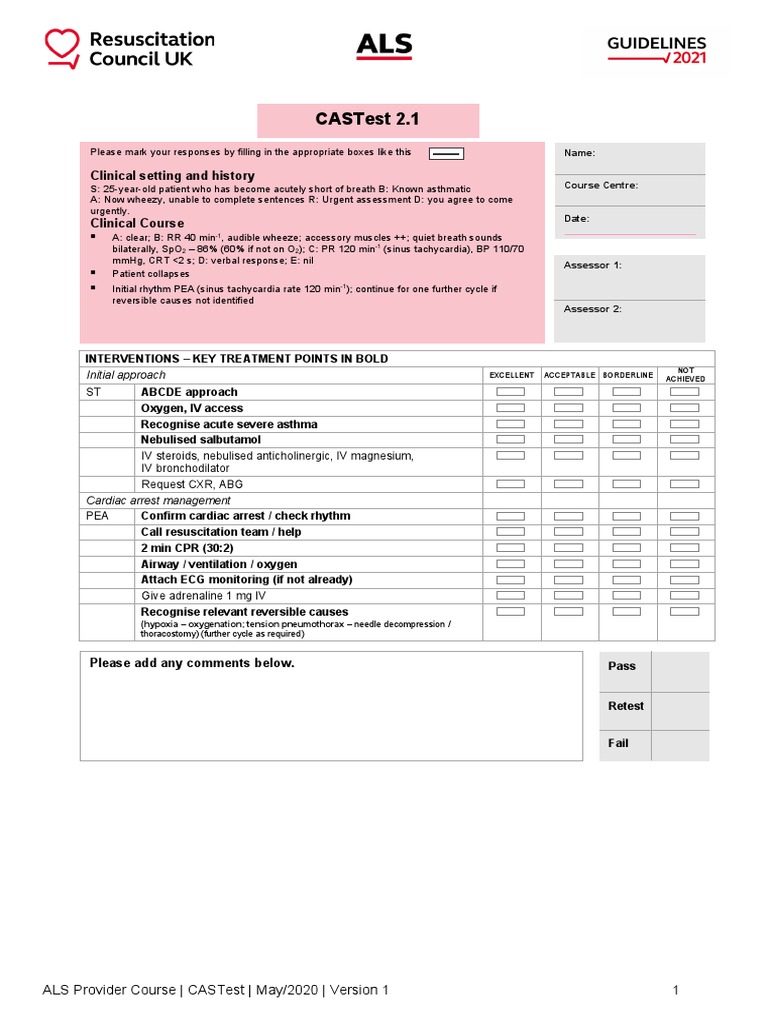 ALS Provider Course CASTest Overview | PDF | Cardiopulmonary ...
