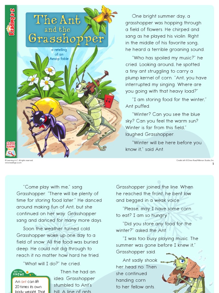 The Ant and the Grasshopper Fable | PDF