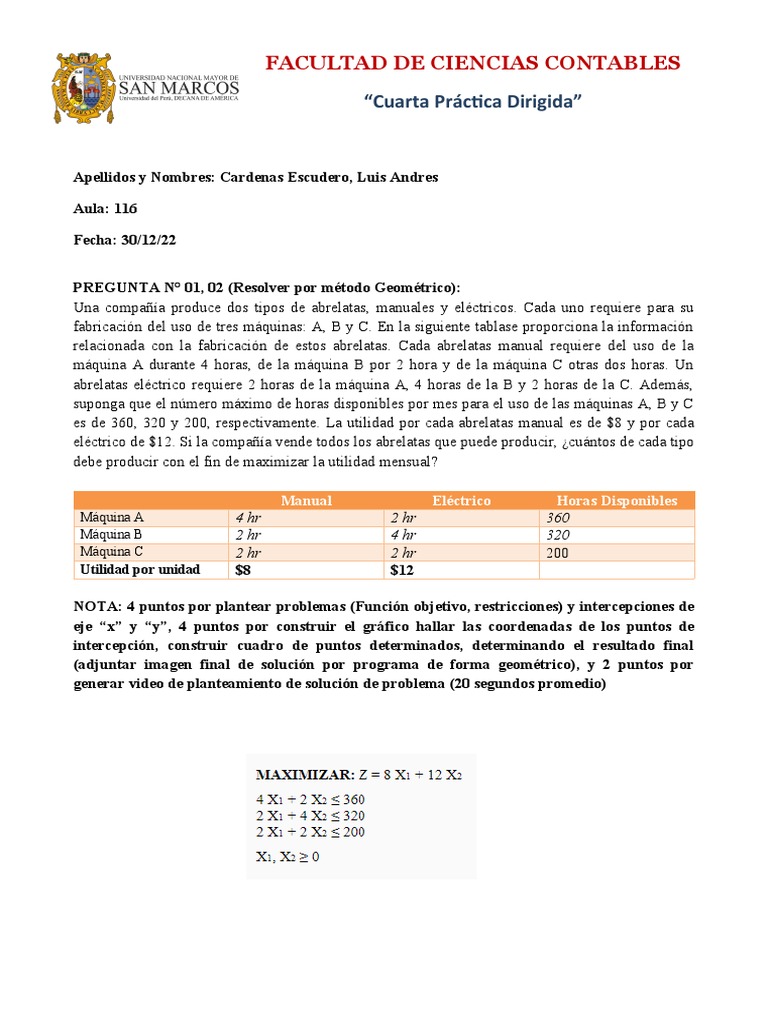 Cuarta Practica Dirigida 26.12.2022 | PDF