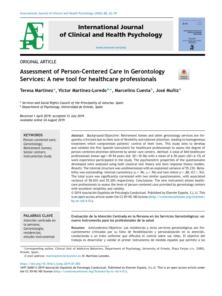 Assessment of Person-Centered Care in Gerontology | PDF | Psychometrics ...