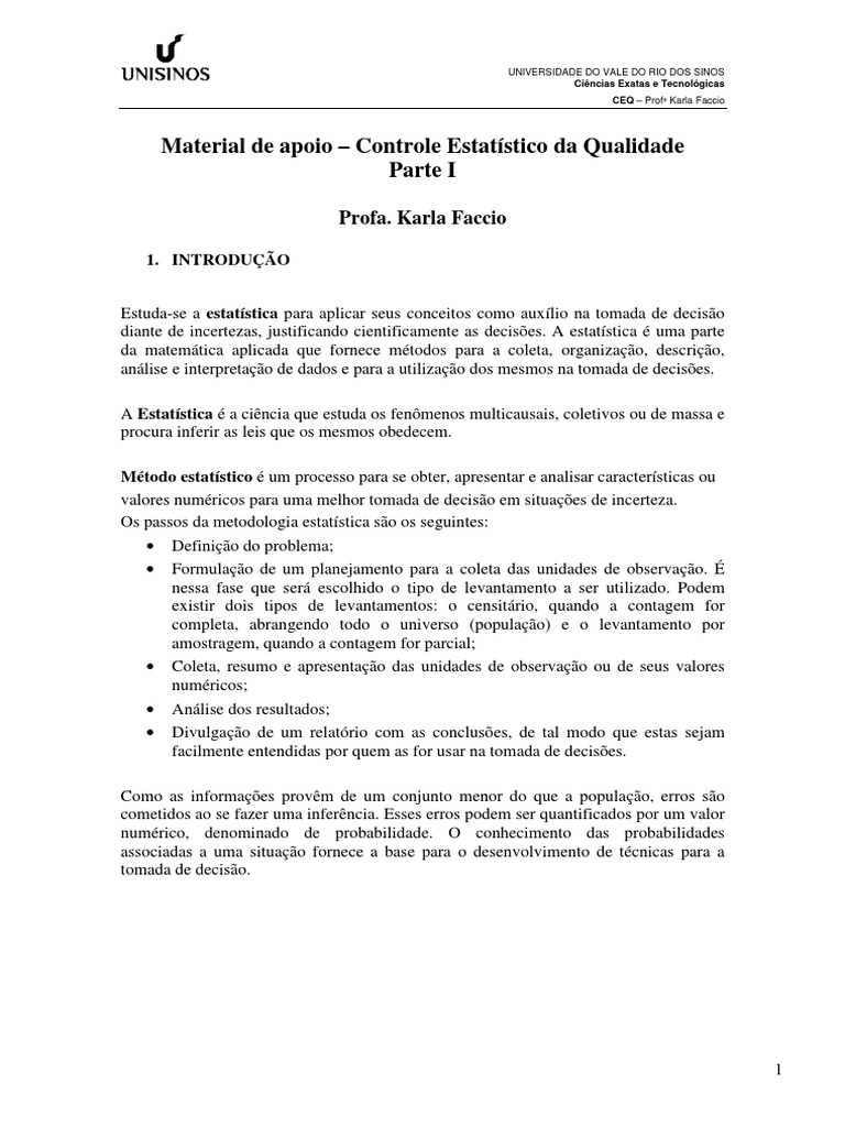 Material de Apoio CEQ Parte I | PDF | Estatísticas | Variação