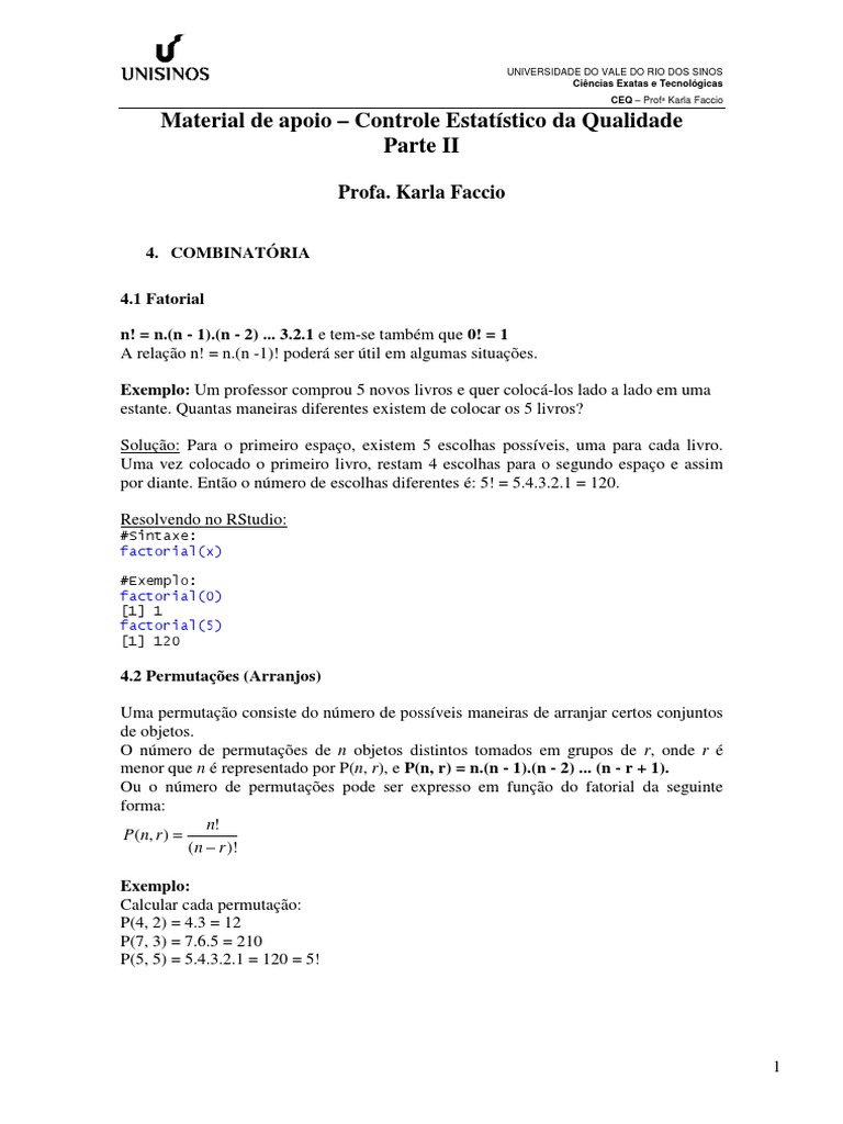 Material de Apoio CEQ Parte II | PDF | Distribuição de probabilidade ...