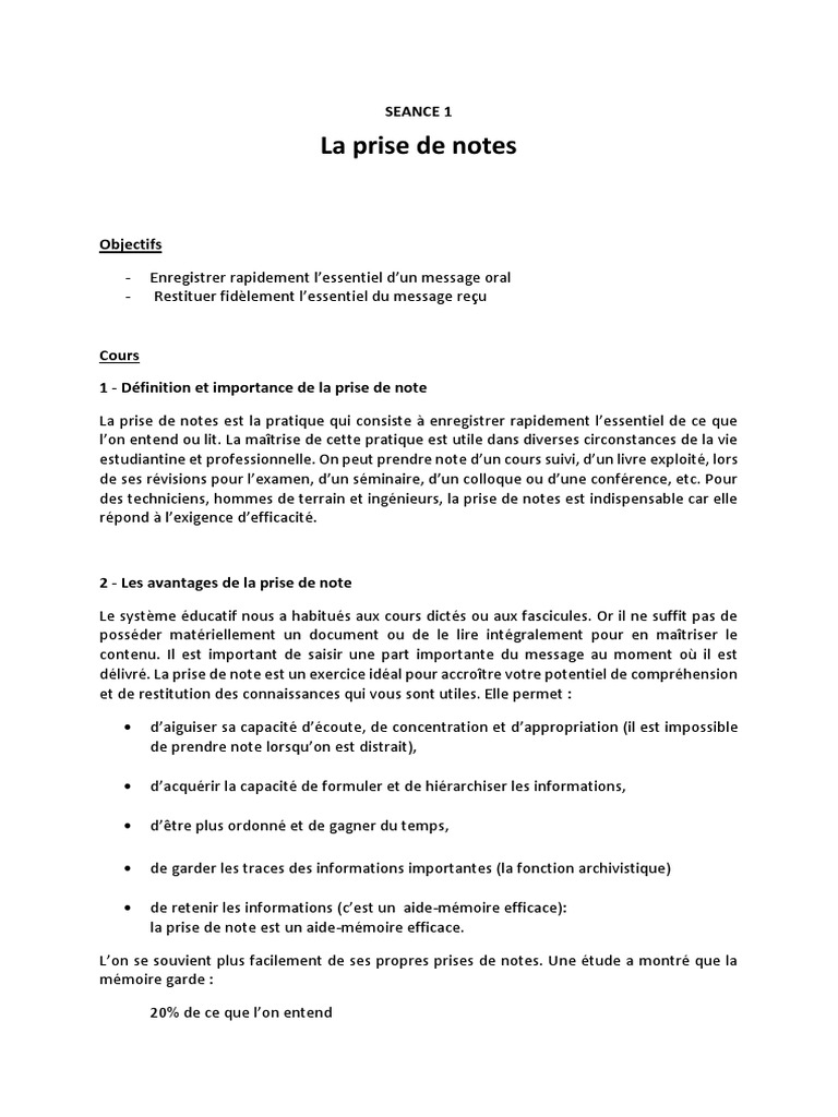 Guide pratique de la prise de notes | PDF | Sciences cognitives