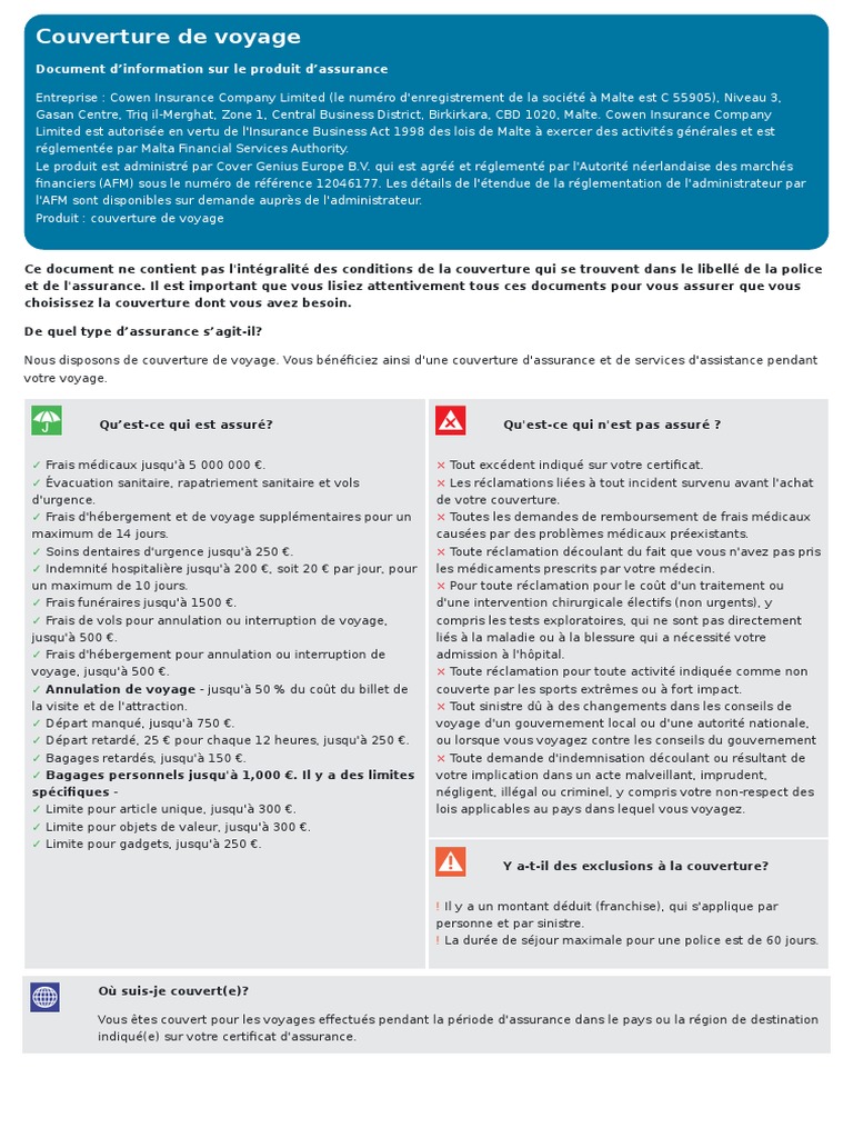 IPID Comprehensive FR | PDF | Assurance | Services (Économie)