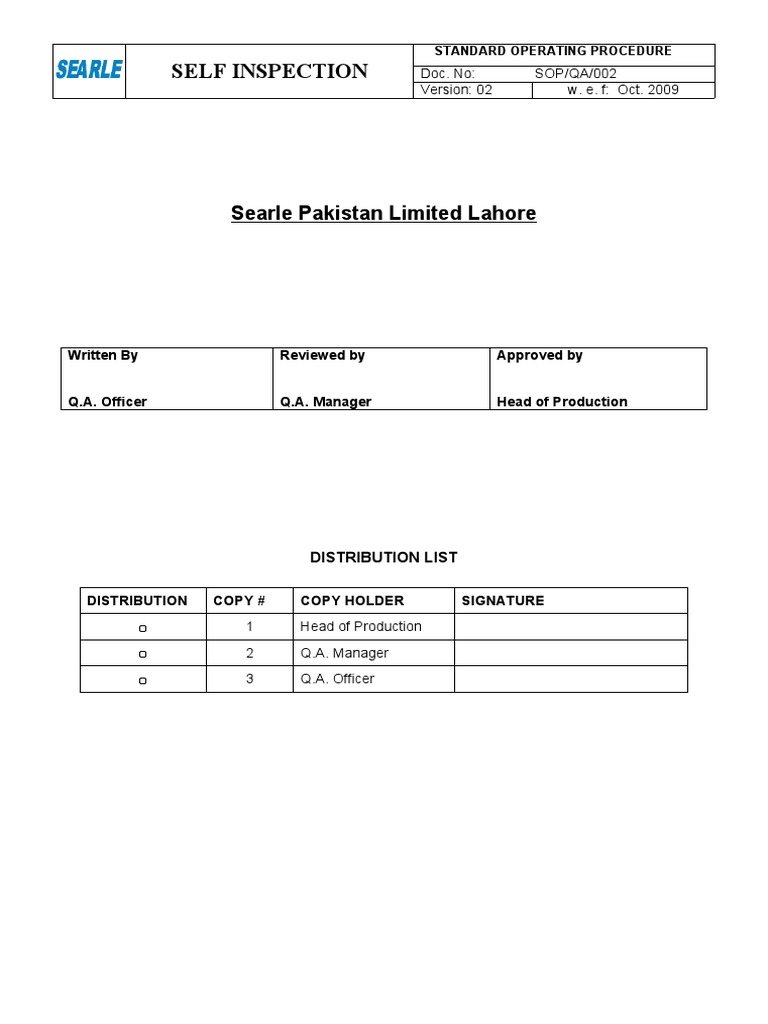 Self Inspection | PDF