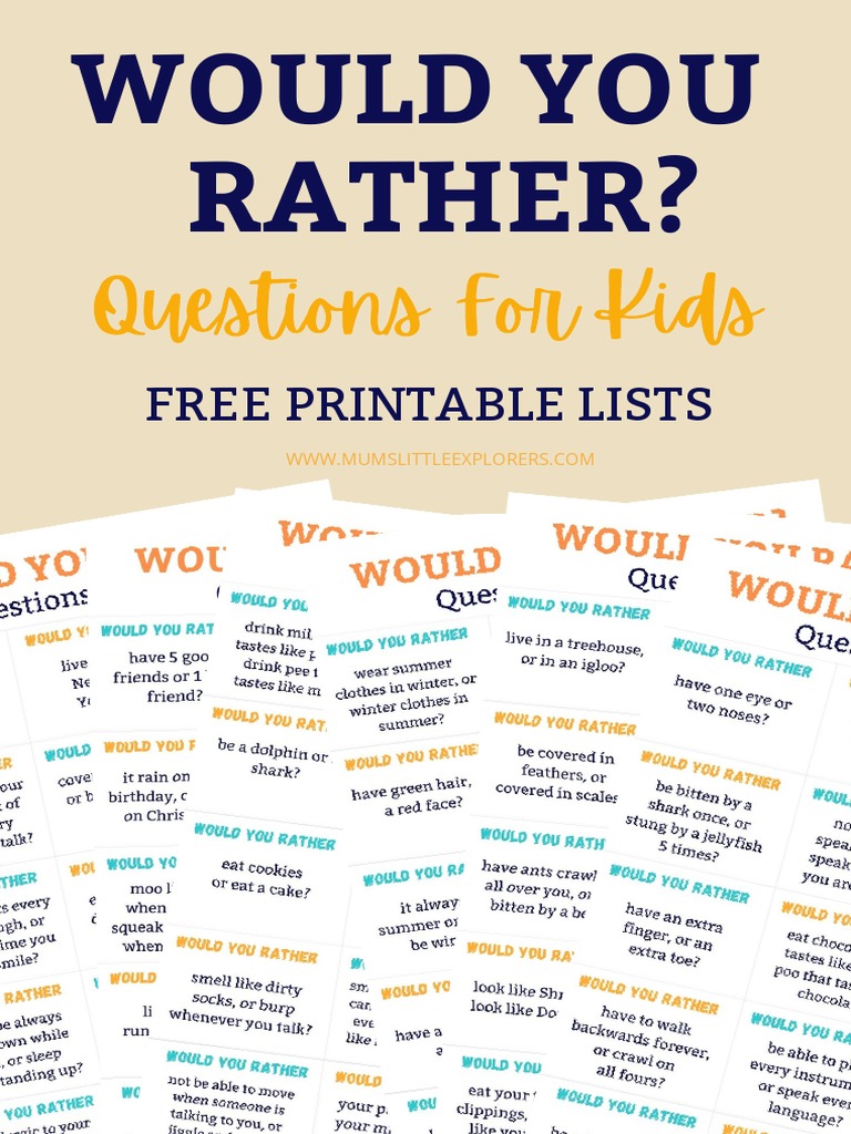 Funny Would You Rather Questions Printable | PDF