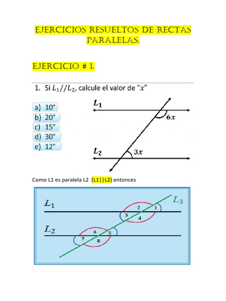 Ejercicios Resueltos de Rectas Paralelas | PDF | Geometría | Matemática Elemental