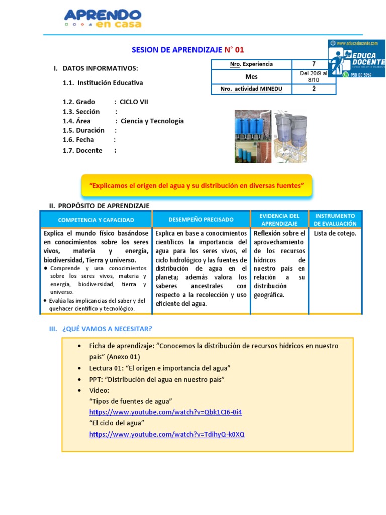 Sesion - 1 - CICLO VII - Sem1 - Exp 7 - CT | PDF | Agua | Tierra