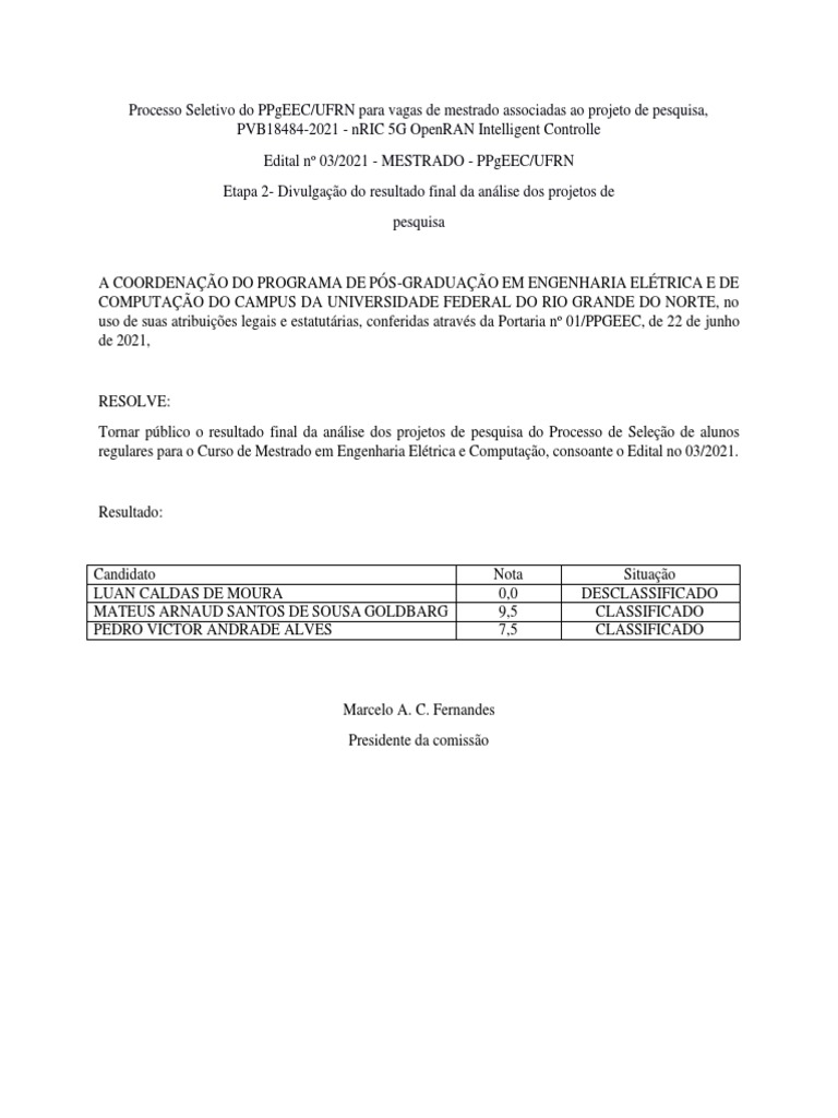 Etapa 2 - Ata Final - Edital 03 | PDF