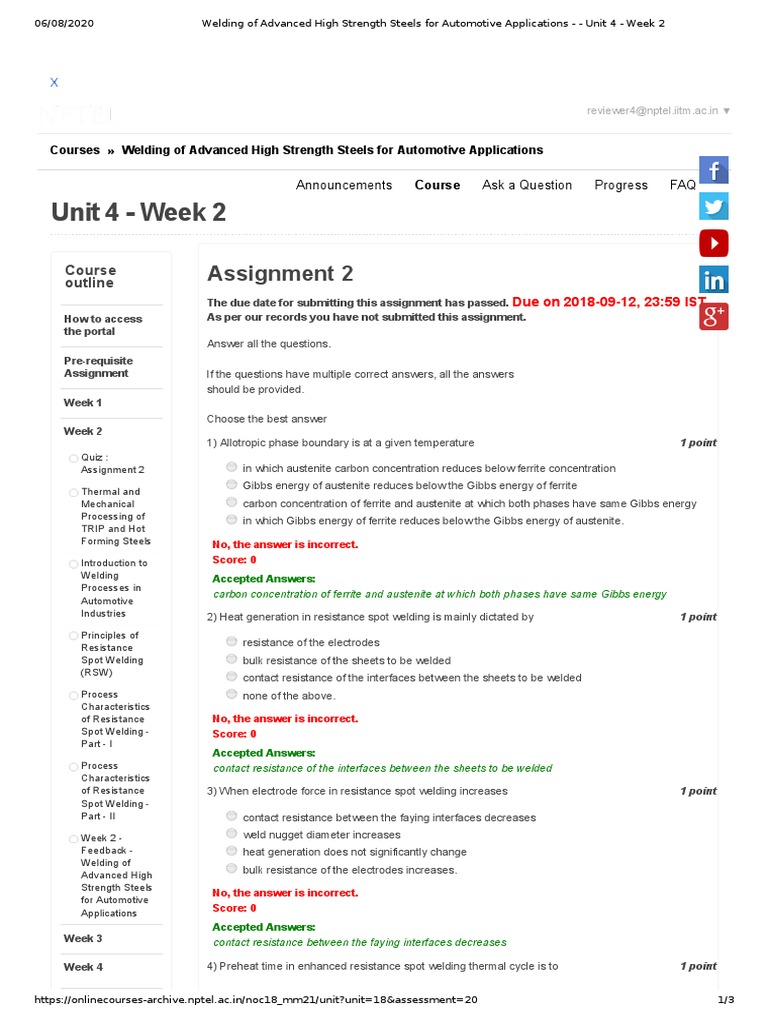 Unit 4 - Week 2: Assignment 2 | PDF | Welding | Construction
