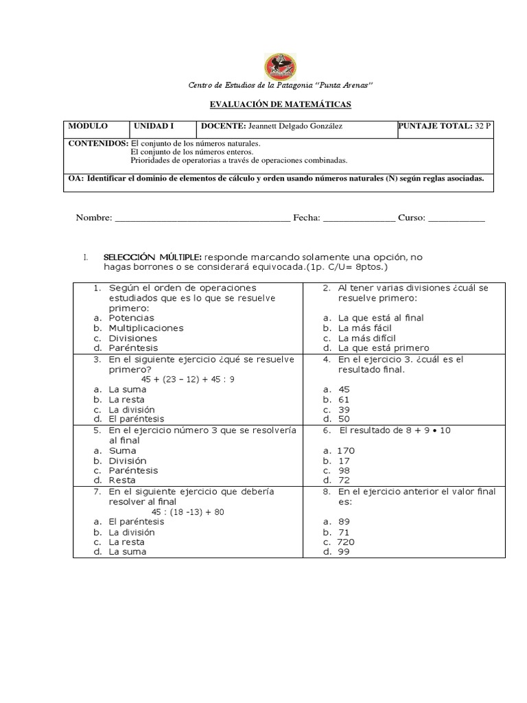 PRUEBAS-FORMATIVA-operaciones Basicas | PDF | Sustracción | Matemáticas