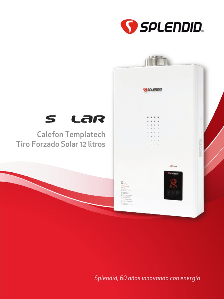 Ficha-Tecnica-Splendid-Calefon-Templatech-Tiro-Forzado-Solar-12-Lts | PDF
