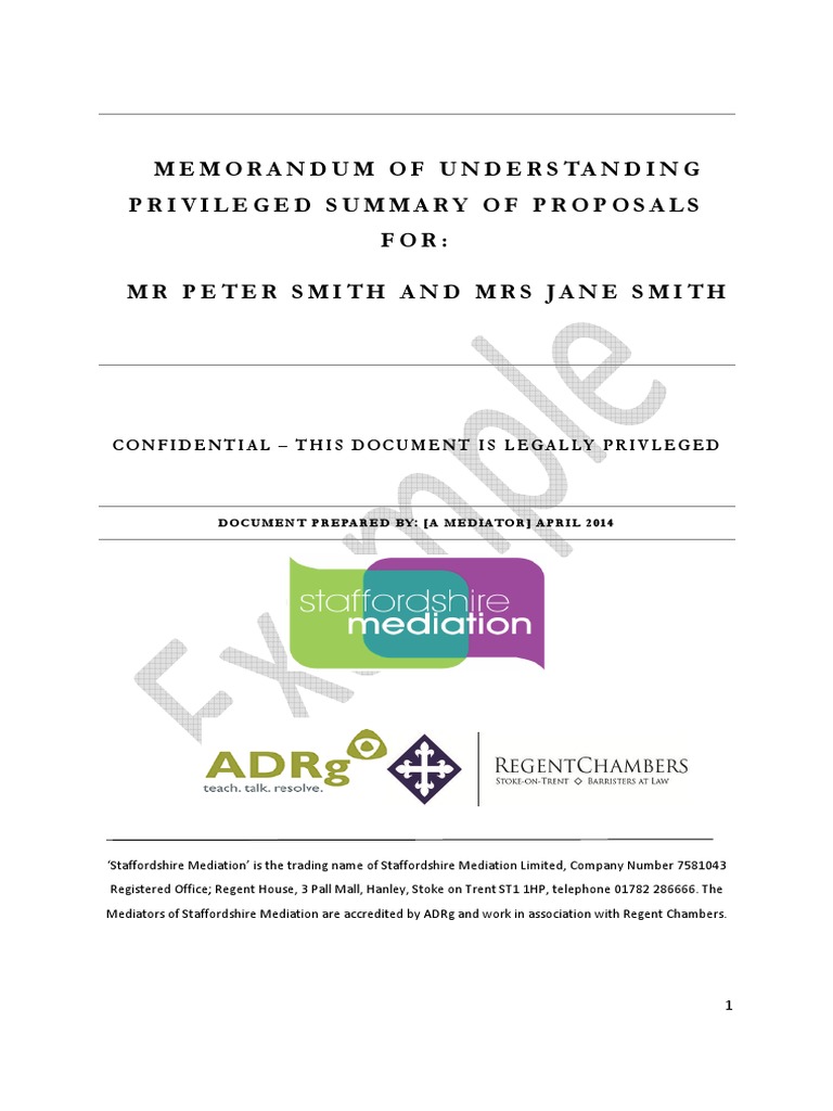 Example Memorandum of Understanding | PDF | Pension | Mortgage Loan
