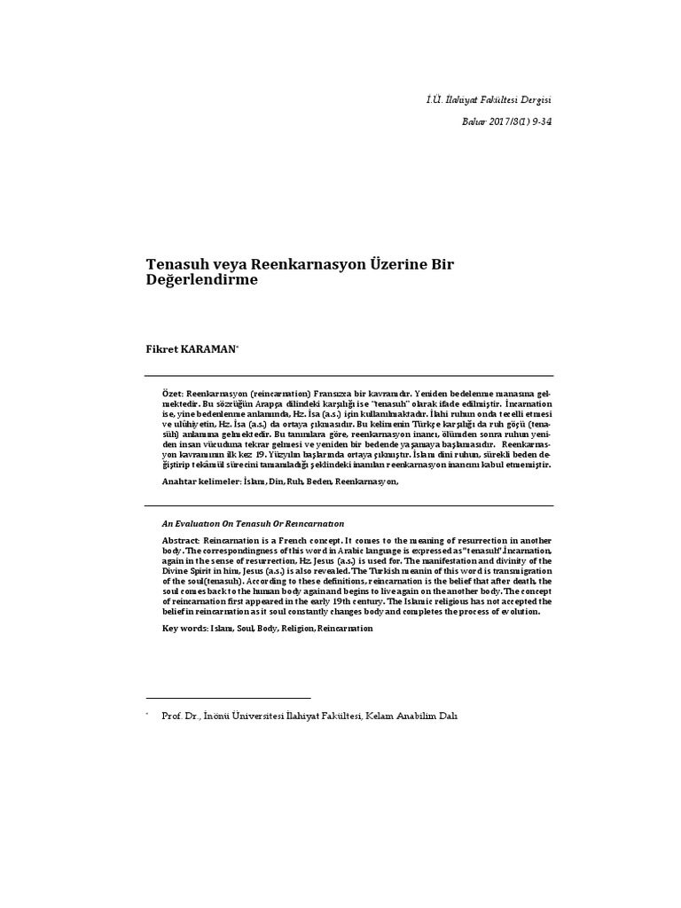 Tenasuh Veya Reenkarnasyon - Zerine Bir de - Erlendirme (#538863) - 669021 | PDF