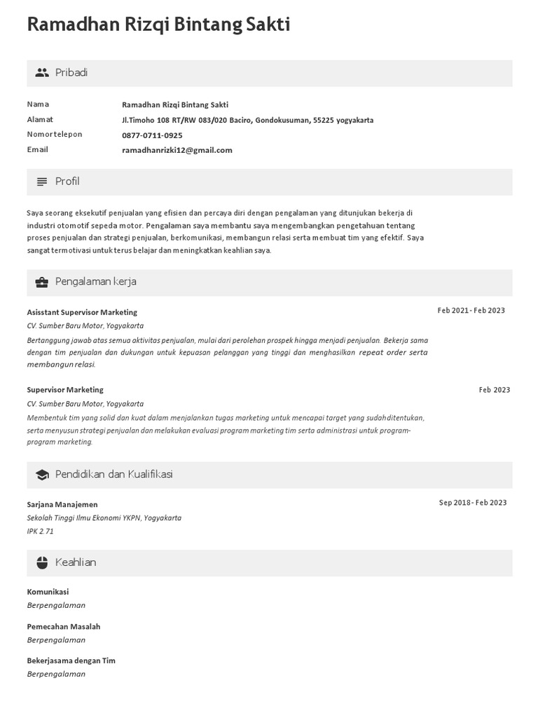 CV Ramadhan Rizqi Bintang Sakti | PDF