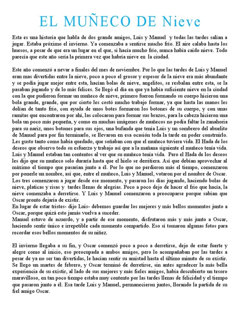 EL MUÑECO DE Nieve | PDF | Nieve